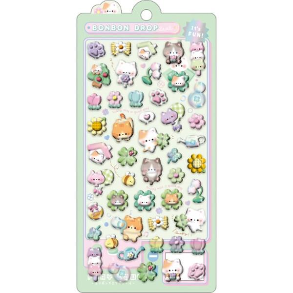 SNSでも話題♪ぷっくり つやつや「ボンボンドロップシール」です。かわいいイラストの上に、ラメ入り樹脂でキラキラ!まるでレジンのようなツヤ感と立体感です。【サイズ】約H175×W95×D6mm【材　質】立体エポキシ樹脂・ラメ・型押し■メーカ...