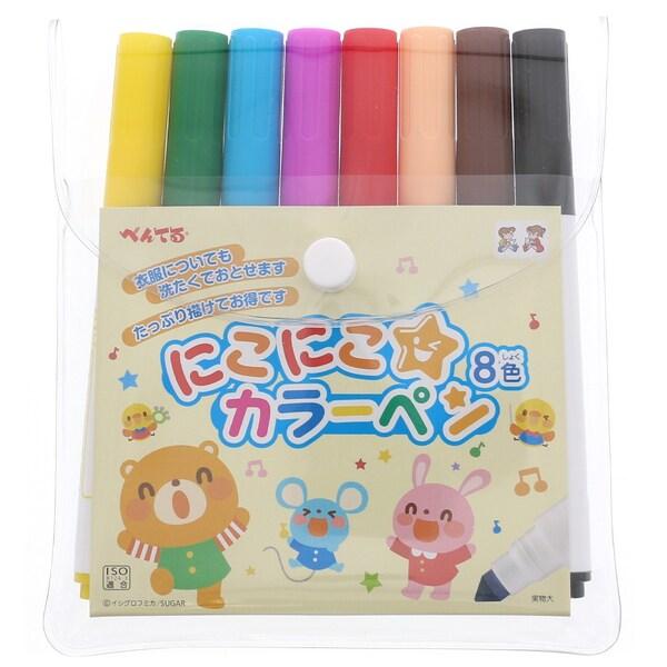 ポイント消化に最適丈夫なペン先と、なめらかな書き味が特徴「にこにこカラーペン」です。衣類についても、洗濯できれいに落ちます。【サイズ】本体=幅145×奥155×高24mm、軸=径16×長さ138mm【重量】127g【描画幅】1.7mm【イン...