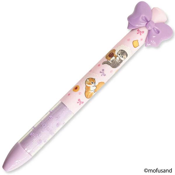 ポイント消化に最適人気「mofsand (モフサンド)」柄♪大きなリボン型ノックが目をひく「2色ボールペン」です。リボンの片側ずつ押し下げて、黒・赤の芯を出します。クリア軸部分にはラメ入りでキュート!【サイズ】約H135×φ11mm【重　量...