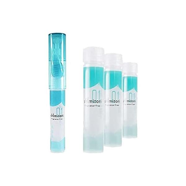 携帯できる応急処置用のシミとりペンshimitori 01 フレグランスフリー(無香料)の交換用カートリッジ3本セットです。しょうゆ、ミートソース、ジュースなどのしみに対応!【7ml(3〜4回分※)×3本 shimitoriカートリッジ3本...
