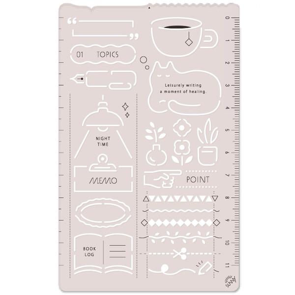 毎日の“書く時間”を晴れにする♪手帳やノートにぴったりの文字やイラストが、ペンでなぞるだけで簡単に書ける「SUNNY TEMPLATE (サニー テンプレート)」です。「RELAX TIME (リラックスタイム)」柄は、カップや本、猫や植物...