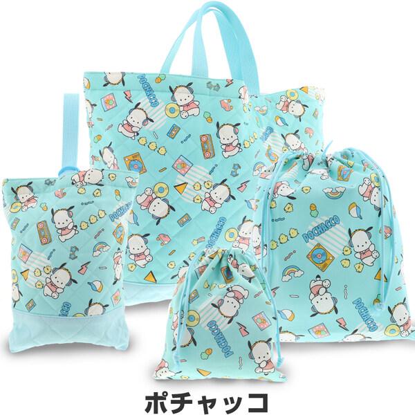 送料無料入園・入学におススメ、当店オリジナル「巾着&amp;キルトバッグ 4点セット」!!子どもたちに人気の「ポチャッコ」デザインです。通園・通学に必要な収納バッグ類が揃うので、プレゼントにも最適♪【セット内容】4点セット・巾着 (小・大)...