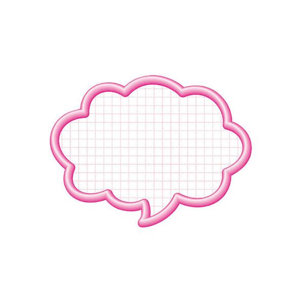 立体枠で目を引きます。【外形寸法(縦)[mm]】96【外形寸法(横)[mm]】126【形状】吹き出し【方眼】有【方眼サイズ】5mm【色】ピンク【規格】大【材質】アイボリー紙(260g/m2)【入数】50枚■メーカー: タカ印■品番: 16-...