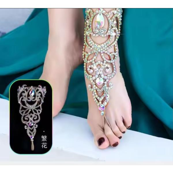 1個ダンスベリーダンスフットラインストーンリングベリーダンスパフォーマンスジュエリーフットデコレーション サイズフリー柔らかいフェイクレザーと絶妙なラインストーンで作られたこのシックなアクセサリーは、ダンス、結婚式、パーティーに最適です。こ...