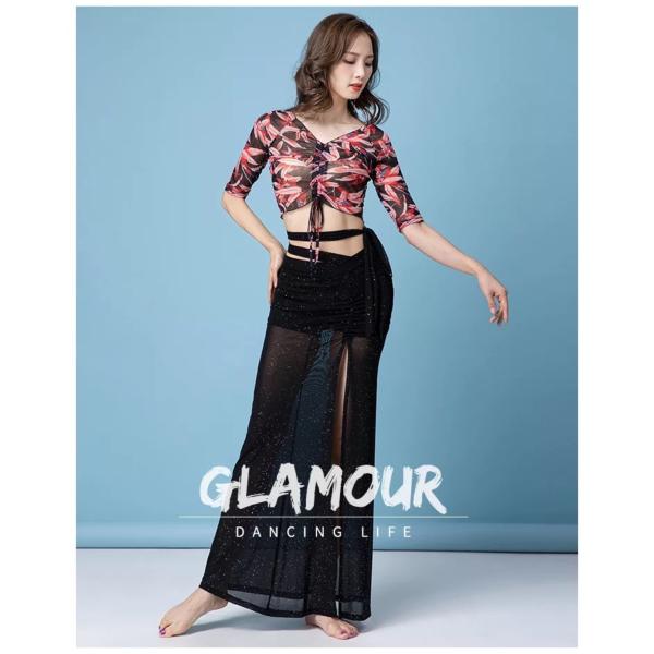 アイテムの説明ベリーダンス女性の大人の印刷トップエレガントでクールで通気性のあるセットの服ロングスカート職業パフォーマンス服ダンス製品情報：素材：トップ（プリント竹ネット）ポリエステ）; スカート（太めの伸縮性スパンコール水糸、ポリエステル...