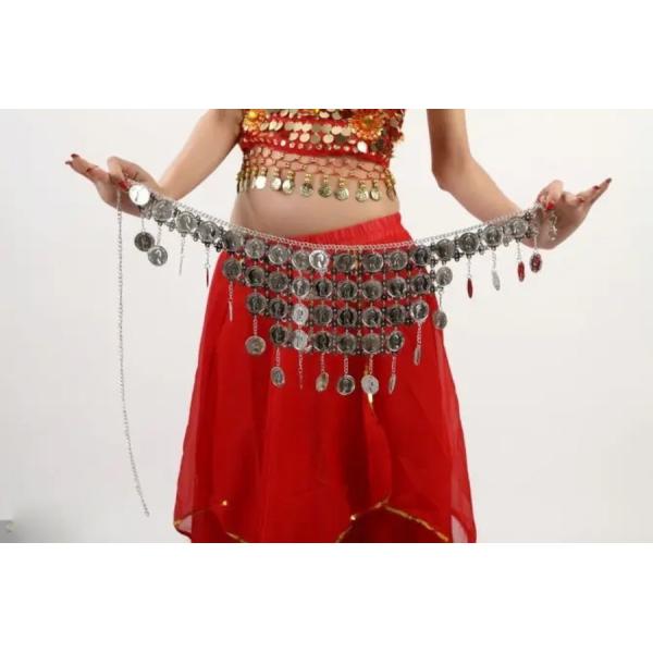 ベリーダンス＆ジプシースタイル シルバーカラー コインチェーンベルト／ネックレス兼用 アクセサリーダンサー必携のエキゾチックアクセサリー。シルバーカラーのコインが揺れるたびに、魅惑的な音色を奏でます。アラビアンナイトの神秘的な雰囲気やセクシ...