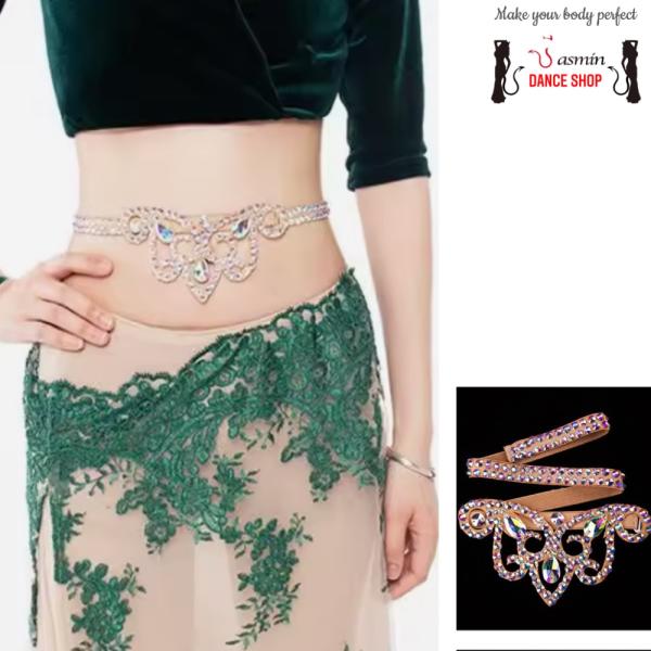 高品質ラインストーンを贅沢に使用したベリーダンス・ラチンダンス用ヒップチェーン。腕や脚のブレスレット、ネックレスとしても使える多機能アクセサリーです。踊るたびに美しく輝くクリスタルは、肌にフィットするタイトな肌色ゴムバンドに丁寧に取り付けら...