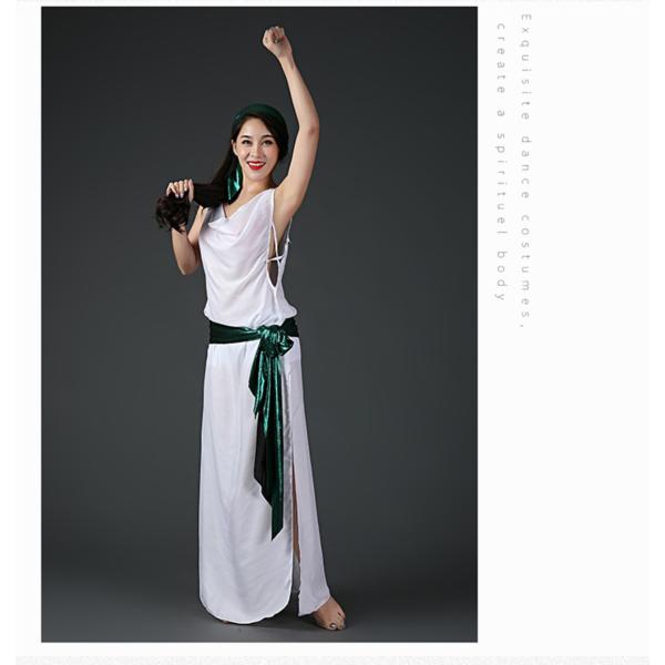 baladi・shaabi・saidi に対応した女性用ベリーダンス衣装4点セットです。チームでの群舞、レッスン、ステージパフォーマンスに適したデザインです。【セット内容】・ローブ・ウエストベルト・セーフティパンツ・ヘッドバンド※上記4点の...