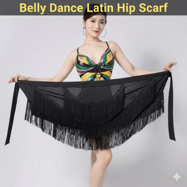 ラテンダンス ベリーダンス ジプシー向けフリンジ付きヒップラップ ストレッチミニスカートブラックサイズ調整がしやすいストレッチ素材を使用した、ヒップラップ一体型ミニスカートです。ベリーダンス、ラテンダンス、ジプシースタイルなど幅広いダンスに...