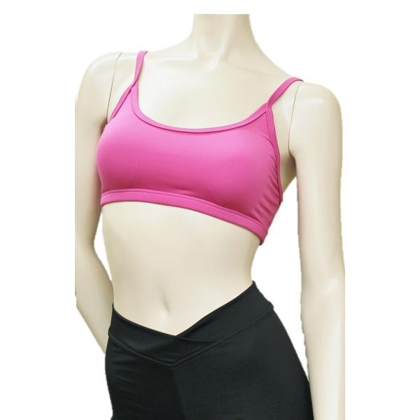 キャミソールタイプのブラトップです。鮮やかなカラー展開で、そのままの仕様でも、レオタードの重ね着にも、普段のデイリーユースにも、オシャレに使って頂けます♪ストラップ部分に長さ調整のリングが付いています。もちろん、胸裏地付き、パット付き、バス...