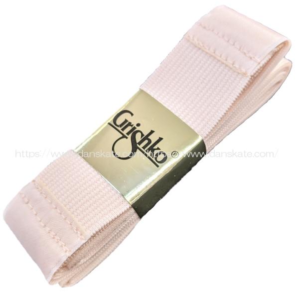 ロシアのバレエメーカー　グリシコのトウシューズリボン平ゴム付のトウシューズリボンです。リボンとリボンの間に平ゴムを使用することで、伸縮性を高め、アキレス健の圧迫を緩やかにします。幅は2.4cmと太目タイプ色は綺麗なユーロピンク※もちろん、他...