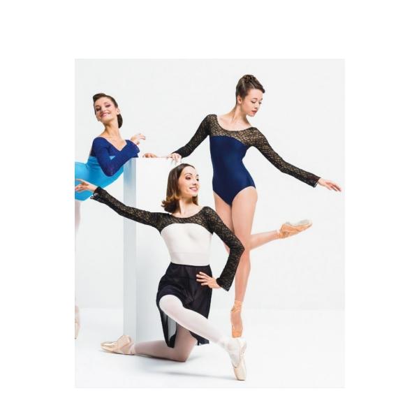 ポルトガルのダンスメーカーBallet Rosaのオシャレなレースロングスリーブレオタードです。裏素材のついたレース素材のロングスリーブが特徴的なオシャレなレオタードです。#バレエローザレオタード#BALLETROSA  SCARLETT