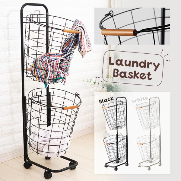 省スペースのおしゃれランドリーラック。少ないスペースでしっかりと洗濯物を分別できる、大容量のタテ型ランドリーバスケット。細いラインがインテリアの邪魔をせず、どんなお部屋にもピッタリマッチ。●商品スペックサイズ：　約幅33.5×奥行34.5×...