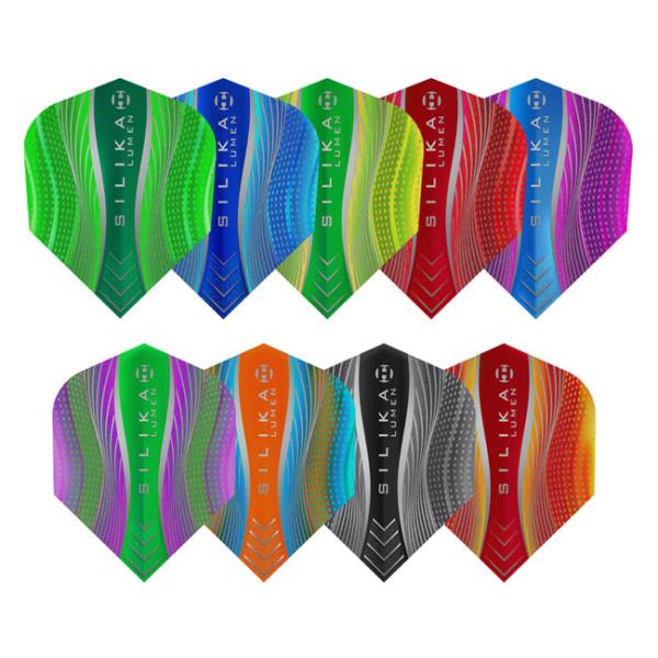■商品仕様スペックデータ形状：シェイプ厚さ：100ミクロン内容量：3枚■商品説明(2023.6.24 新色追加)Harrows独自の「シリカ粒子コーティング」を施した「SILIKA FLIGHT」シリーズ。サンドペーパーのようにフライト表面...