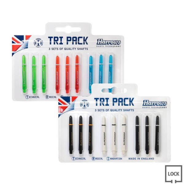 ■商品仕様スペックデータ全長(ネジ山含まず)：48.0mm長さ(バレル-フライト間)：34.0mm内容物・シャフト×3set(9個)・シャフトリング×3set(9個) ■商品説明HarrowsのSUPERGRIPシャフトが3セット入ったお得...