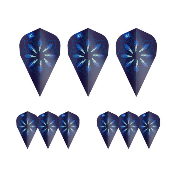 ■商品仕様スペックデータ形状：ヴェイパーサイズ(約)：H42mm×W24mm内容量：3set(9個)■商品説明フィル・テイラー選手モデルのバレル「POWER 9FIVE Gx2」に付属されているフライトデザイン。大胆なブルーのデザインに、彼...