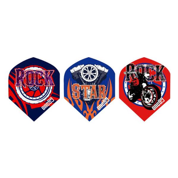 ■商品仕様スペックデータ形状：スタンダード厚さ：130ミクロン内容量：3個■商品説明バイカーデザインのOne80フライト。大胆なカラーリングとバイクをモチーフにした、正に「ROCK」なデザインです。■ご注意※商品ページ掲載の商品仕様や、パッ...