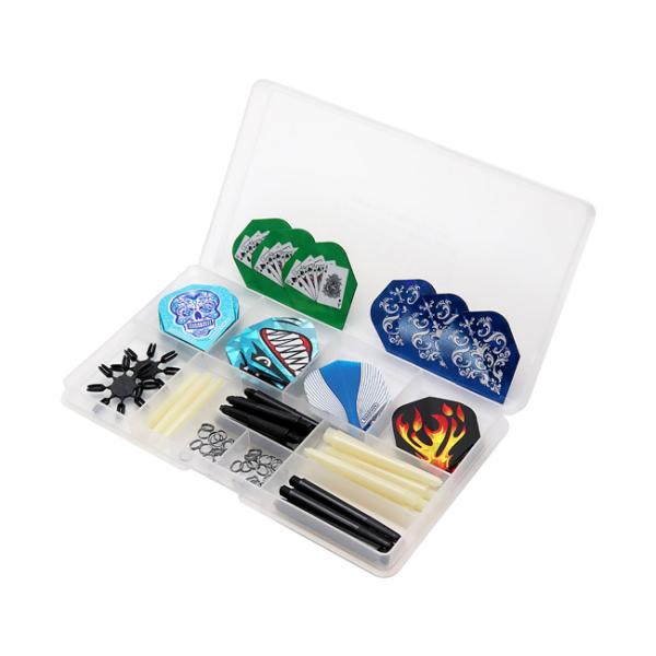 ■商品仕様スペックデータ ケースサイズ：17.0cm×9.5cm×1.4cm内容物・フライト×6set(18枚)・シャフト×6set(18本)・フライトセイバー×16個・シャフトリング×30個・ケース×1個■商品説明Harrowsのフライト...