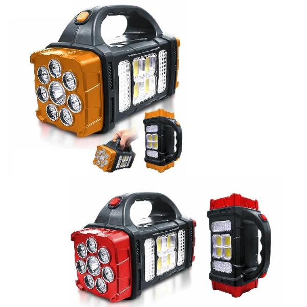 両サイドに懐中電灯を搭載した側面作業灯搭載＆ソーラー充電も可能76LED搭載の「最強ライト」が登場！●正面は超高輝度の白光8灯LED搭載遠くの場所も照らすことができます！●後面は超高輝度の黄光8灯LED搭載災害時にも便利な黄色光8灯LEDで...