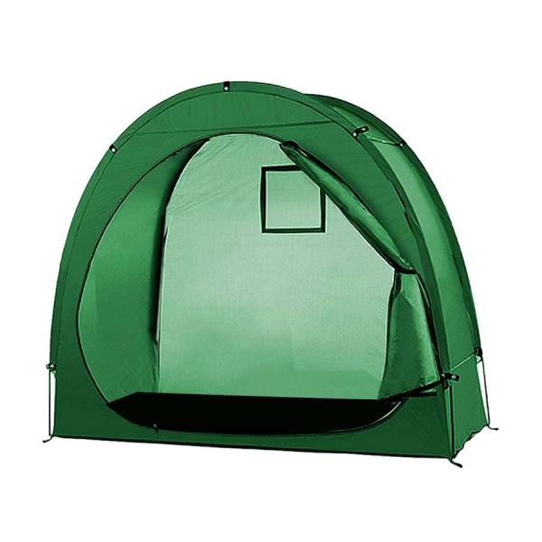 防水性と耐久性のある190Tポリエステルタフタ製。換気のための後ろの窓開口部デザインで。大人用自転車2台に余裕を持って収納できます（幅78インチ×奥行32インチ×高さ65インチ）通常のテントのように簡単にセットアップできます。収納袋と一緒に...