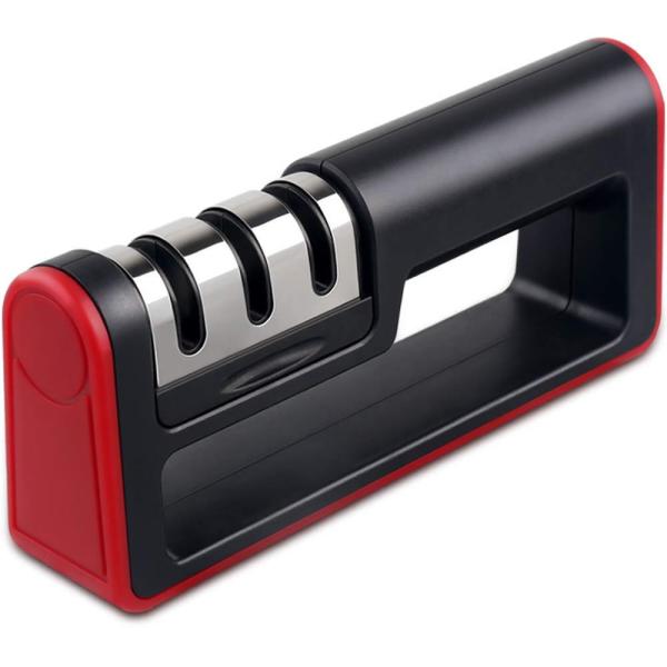 粗研ぎ、細研ぎ、仕上げ研磨3つの研ぎ方法がありまして、さまざまな状態のナイフに便利に使えます。軽く力を入れている程度なので、女性の方にも簡単に扱うことができます