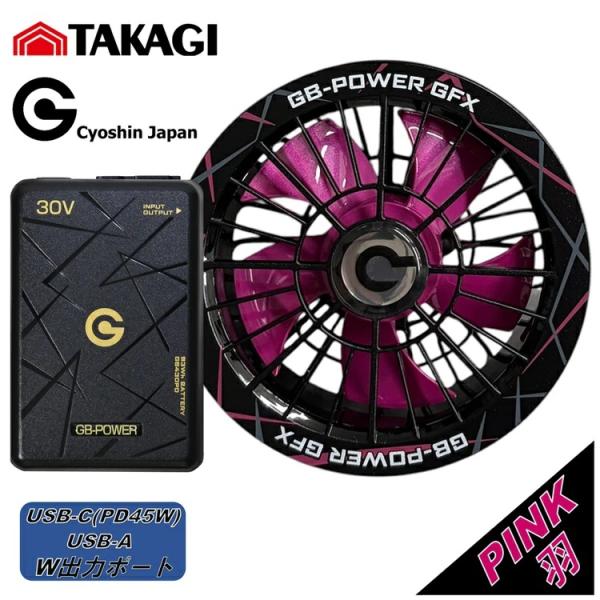 ■長信ジャパン【バッテリー+限定ブラックピンクファンセット】GB430PD GB-POWER最大30V ダブル出力ポートUSB-A/USB-C 大容量バッテリー