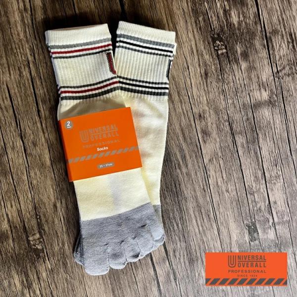 ■UNIVERSAL OVERALL PROFESSIONAL ユニバーサルオーバーオール プロフェッショナルUN-501 クォーター5本指ソックス 2P■特徴クォーターソックス。5本指。2色アソート。サイズ：25〜27cm■素材ポリエステ...