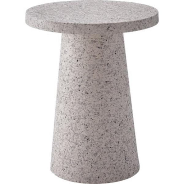 大理石のようなテラゾー柄のサイドテーブル ラウンドテラゾー柄と呼ばれる石の様な模様を施したサイドテーブル。オブジェの様な存在感で、個性ある空間を演出できます。凹凸のある、テラゾー柄を施した表面と裏面はフェルトシール付きです。【サイズ(cm)...