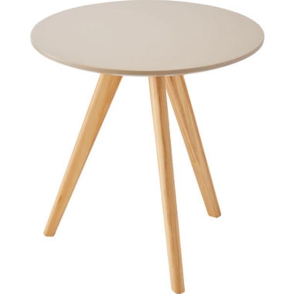 くすみカラーのラウンドサイドテーブルくすみカラーの天板と、天然木の三本脚が可愛らしさを存分に演出してくれるサイドテーブル。ソファやベッド横はもちろん、ちょっとしたディスプレイ台や、玄関先などにもオススメです。【サイズ(cm)】W50×D50...