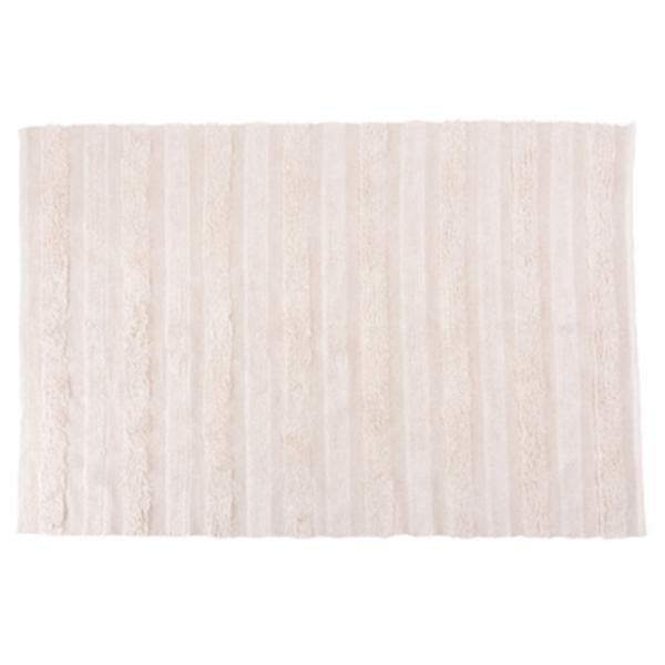 コットンのナチュラルテイストな手織りシャギーラグ 130×190cmナチュラルコットンを手織りで丁寧に作られたシャギーラグ。手触りの良いふわふわとした風合いが特徴です。織り方を変えて表現された太目のストライプは優しいお部屋のインテリアを演出...