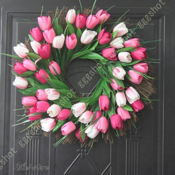 直径（外径）：約35cm/40cm/50cm/60cm  クリスマスリース本体*1 大切な人と共にクリスマスをお楽しみください。◎【リアルに見える】春の花の花輪は、人工の牡丹、バラ、牡丹の葉、そして表と裏の両方を覆うアジサイの花から作られ、...