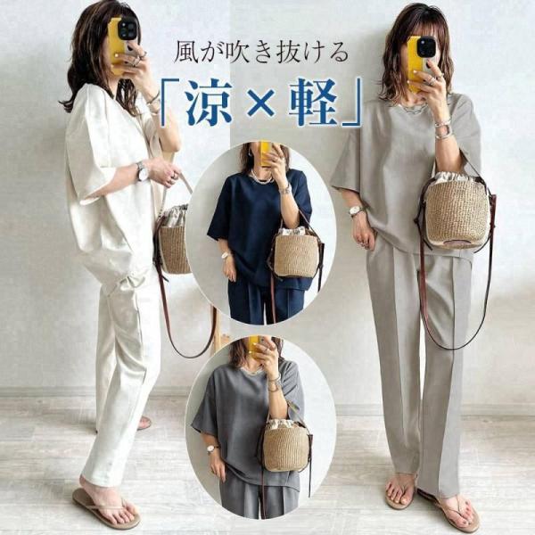 ■内容：トップス+パンツ■素材：ポリエステル　コットン■伸縮性：なし　 透け感：なし■色：オフホワイト　グレー　ネイビー■サイズ詳細情報：約トップスS:着丈60-68cm バスト116cm 肩幅56cm 袖丈19cmM:着丈62-70cm ...