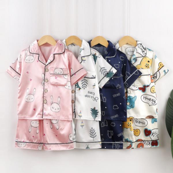 【素材】：ポリエステル【サイズ】：110-160cm【連携キーワード】：子供パジャマ 半袖 キッズパジャマ 女の子 おしゃれ ガールズルームウェア 前開き ウェア こどもパジャマ 3色 部屋着 寝巻き 110/120/130/140/150...