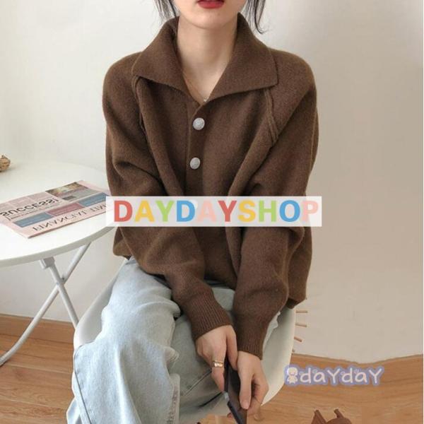 商品名：ニットカーディガンカラー：ブラウン ネイビー イエロー グレー素材：アクリル+ポリエステルサイズ(cm)：F 着丈61 バスト122 袖丈62