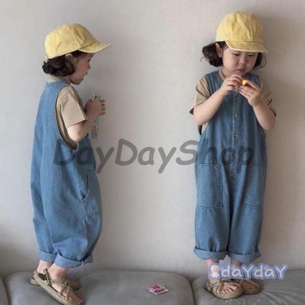 子供 デニムサロペット サロペット オーバーオール オールインワン サロペットパンツ　コンビネゾンロンパース 子供 中に着るものをパーカーなどに変えれば一年中活躍程よくゆとりのあるシルエットで着るだけでコーディネートが決まるサロペット薄いデ...
