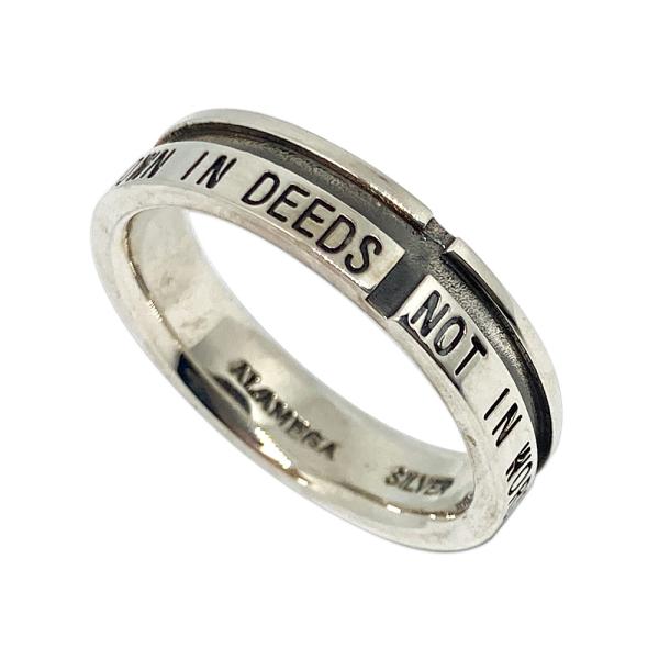 ALAMEGA LOVE　メッセージ入りシルバーリングです♪　「LOVE IS SHOWN IN DEEDS NOT IN WORDS」（愛は言葉ではなく行動で示される） と入っております♪飽きのこないシンプルなデザインなのでペアリングにも...