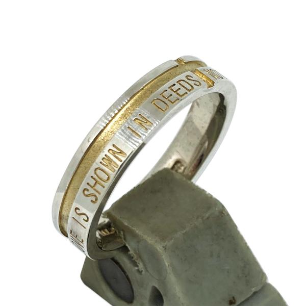 ALAMEGA LOVE　金メッキのクロス＆メッセージ入りシルバーリングです♪　「LOVE IS SHOWN IN DEEDS NOT IN WORDS」（愛は言葉ではなく行動で示される） と入っております♪飽きのこないシンプルなデザインな...