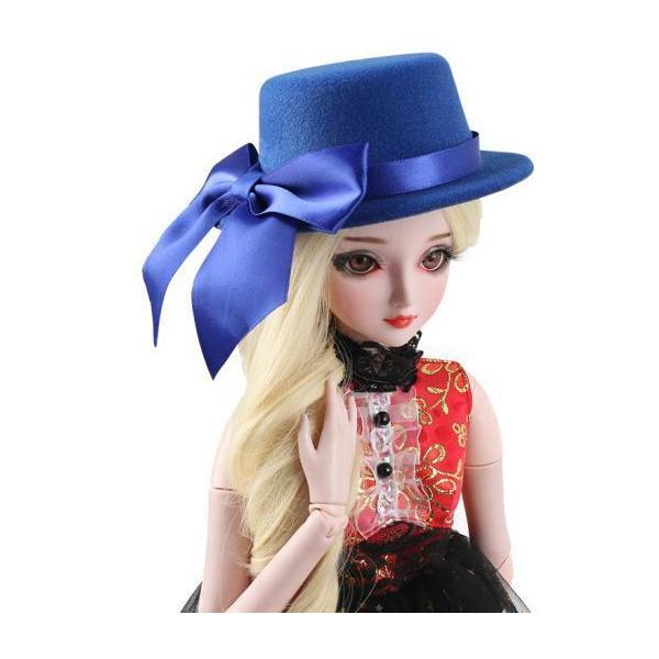 1/3ドール用のリボン付きハットです。＜大きさ＞高さ(約)：47mmつば(約)：20mm頭まわり(内径)(約)：26cm輸入品の為、縫留めが甘い、接着剤が付着している場合ございます。ドールは付属しません。
