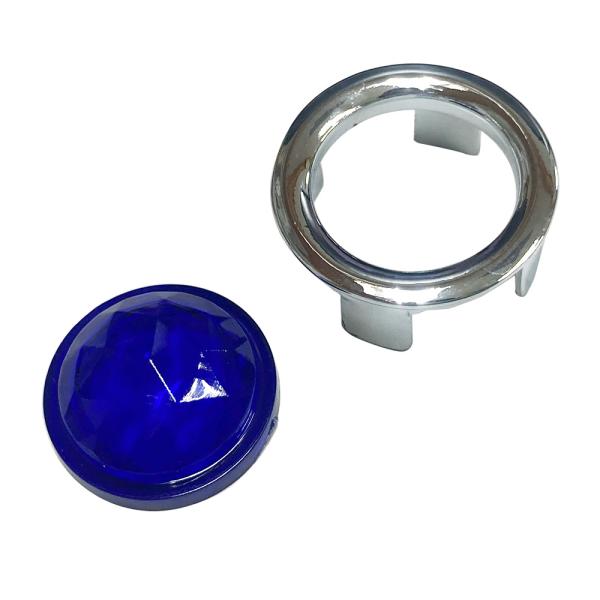 【外寸】ベゼル外径：25mm　後ろの爪側の外径： 23mm、ベゼル内のブルードット面の直径：18mm、全体の高さ：14mm、爪が折曲げれる限度の高さ　5mmレンズは35面カット です。【材質】ベゼルはスチールにメッキ、レンズはプラスチック製。