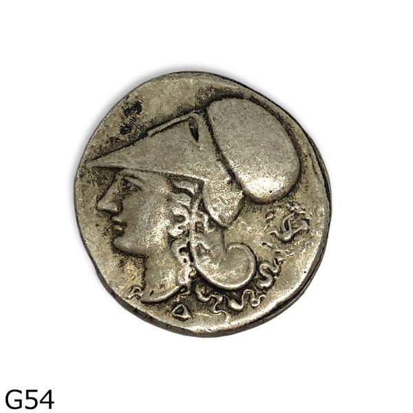 古代ギリシャコインのレプリカです。燻しや曇り方や傷がリアルです。直径19.7ｍｍ　厚み2.7ｍｍ真鍮製に銀メッキで重量は4ｇ前後です。画像は見本となります。