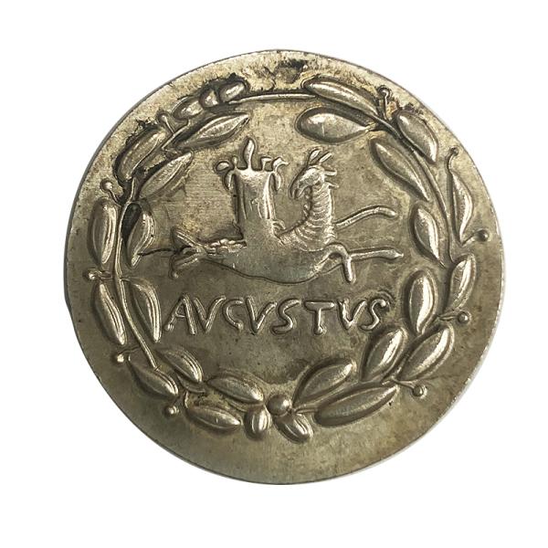 燻しや曇り方や傷がリアルです。直径25.3ｍｍ厚み19.9ｍｍ真鍮製に銀メッキ重量　6g前後画像は見本です。燻しや小傷等はコインごとに異なります。