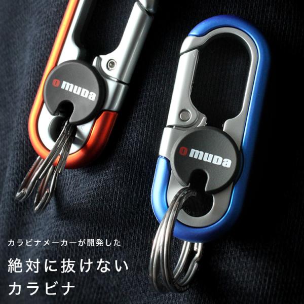 【サイズ】全長約8.5cm重さ：約40グラム【素材】合金【商品説明】シンプルなデザインのカラビナキーホルダーです。ブルーとレッドのカラー部分はマットな質感でアクセントになっています。キーリングがカラビナから抜けないようにロックできる構造とな...