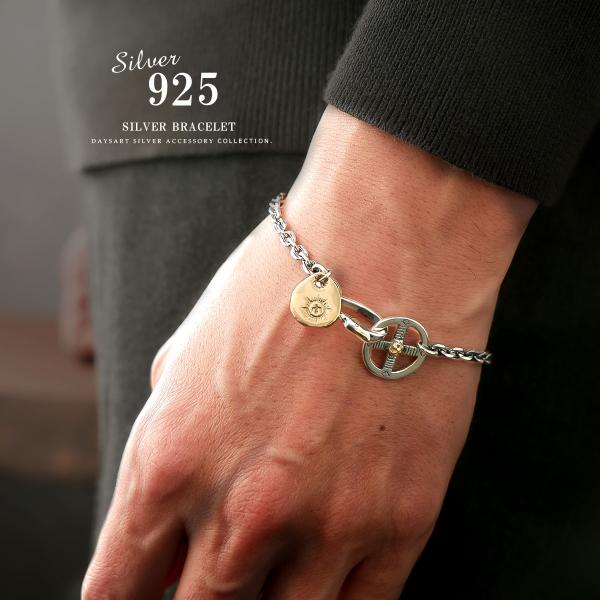 【素材】■シルバー925■ブラス(真鍮)【仕様】■長さ：約20cm■厚さ：約0.2cm■重量：約12g【特徴】ネイティブアメリカンの象徴ともいえるホイールモチーフとイーグルがデザインされた、重厚感あふれるシルバーブレスレット。シルバー925...