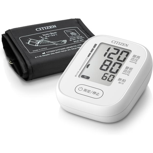 ブランド CITIZEN付属コンポーネント 腕帯（カフ）、単3形アルカリ乾電池4本（モニター用）、取扱説明書/保証書電源 電池式ディスプレイタイプ LCDサイズ 1回メモリーモデル名 血圧計 上腕式 CHUNシリーズバンド長 ソフトカフ（範...