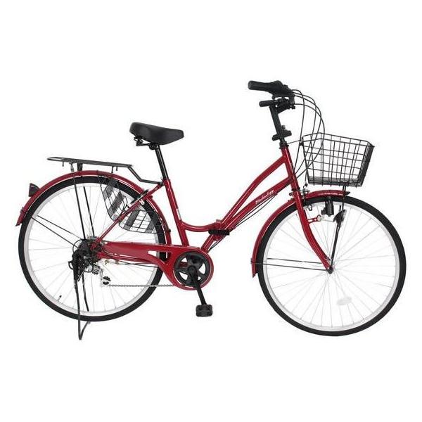 【仕様】●ママチャリ・シマノ6段変速搭載・26インチ　●本体サイズ（約）：長さ1740×幅560×高さ1050mm　●サドル高さ：約750?880mm　●ハンドルの高さ：約1050mm（折畳式システム）　●本体重量：約19．3kg　●総重量...