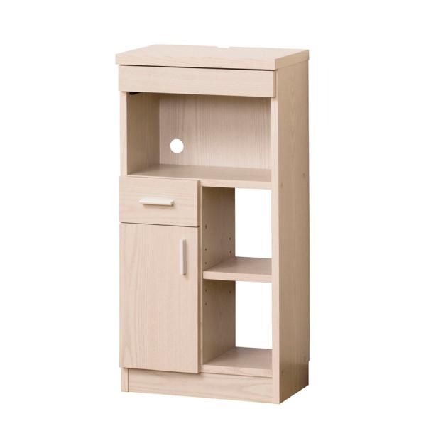 コンパクトサイズなので、場所をとらず圧迫感がありません。上部引出はA4書類が収納でき、天板奥はコードを通すスペース、背面下部に巾木よけ（約H8cm）があります。下部は背板のないオープン仕様ですので、光電話の機器やルーターを収納したときに配線...