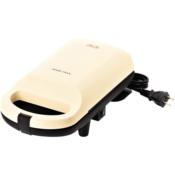 あつあつをもりもりに作れるホットサンドメーカー８枚切り３枚使えるボリューム感食パンの耳まで焼ける”そのまま形状”スイッチ付きで安心通電がわかるパイロットランプ付き４〜８枚切り食パン対応※プレート固定式電源：AC100V　50/60Hz　消費...