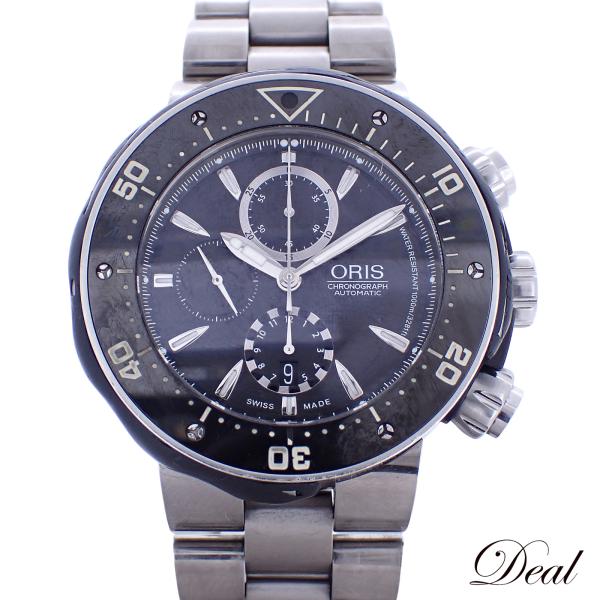 ■商品情報ブランド：ORIS/オリスモデル名：プロダイバー クロノグラフ デイト型番：7630-71シリアル：29-07***ムーブメント：自動巻き文字盤カラー：ブラックケース素材：チタン対象(サイズ)：メンズケース：W約50mm(リューズ...