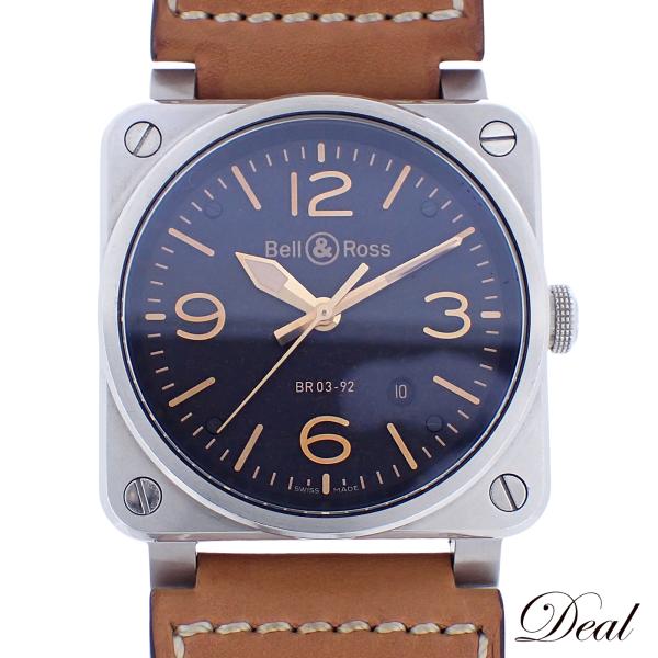 ■商品情報ブランド：Bell＆Ross/ベル＆ロスモデル名：BR 03-92 ゴールデンヘリテージ型番：BR03-92-Sシリアル：25***ムーブメント：自動巻き文字盤カラー：ブラックゴールドケース素材：SSベルト素材：革時計ベルト：純正...