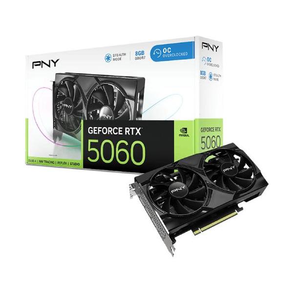 PNY VCG5060T16DFXPB1-O GeForce RTX 5060 Ti 16GB  Overclocked Dual Fan　カラー：ブラック製品サイズ：245 x 120 x 39.9mm（2スロット）グラフィックプロセッサ...